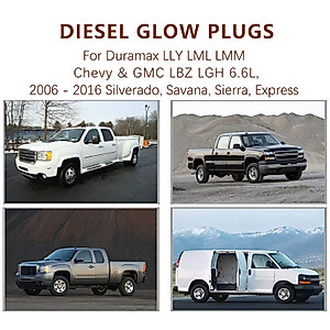 12639701 Diesel Glow Plugs 9G for Duramax LLY LML LMM Chevy&GMC LBZ LGH 6.6L, 2006 2007 2008 2009 2010 2011 2012 2013 2014 2015 2016 Silverado, Savana, Sierra, Express Replaces# 97364968