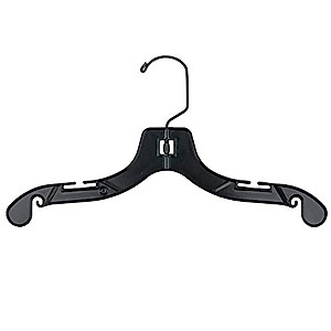 NAHANCO 479B Plastic Top Hangers, Lightweight, 19", Black (Pack of 200)
