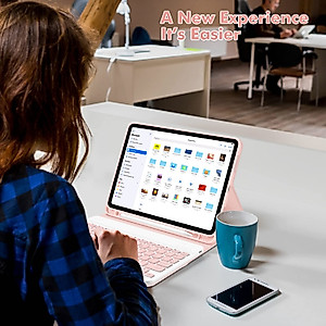 GOKOCO Keyboard case for iPad Air 6th 11 inch 2024 M2,iPad Air 5th Gen 10.9 Inch Keyboard Case 2022,Detachable Bluetooth Keyboard Cover for iPad Air 4th Gen 2020 with Pencil Holder,Auto Sleep-Pink