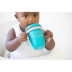 Bella Tunno Happy Sippy Cup – Transition Sippy Cups for Baby 6 Months and Older, Baby and Toddler Sippy Cups with Removable Handles and Non-Toxic, BPA Free Silicone, Tiny Human, 8 oz