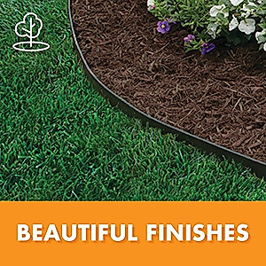 EasyFlex Pound-in Landscape Edging with Anchoring Stakes, 4.5 in. Straight Top Plastic Garden Border, 20 Foot Kit, Black, (3500-20C-3)