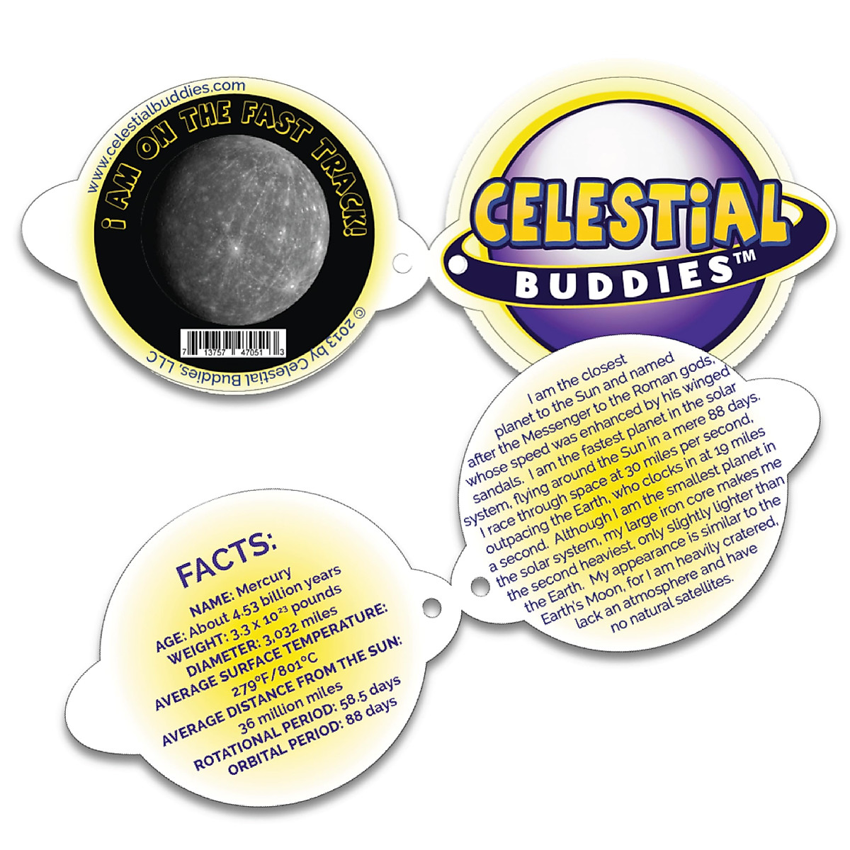 Celestial Buddies Mercury Buddy Science Astronomy Space Solar System Educational Plush Stuffed Planet Toy