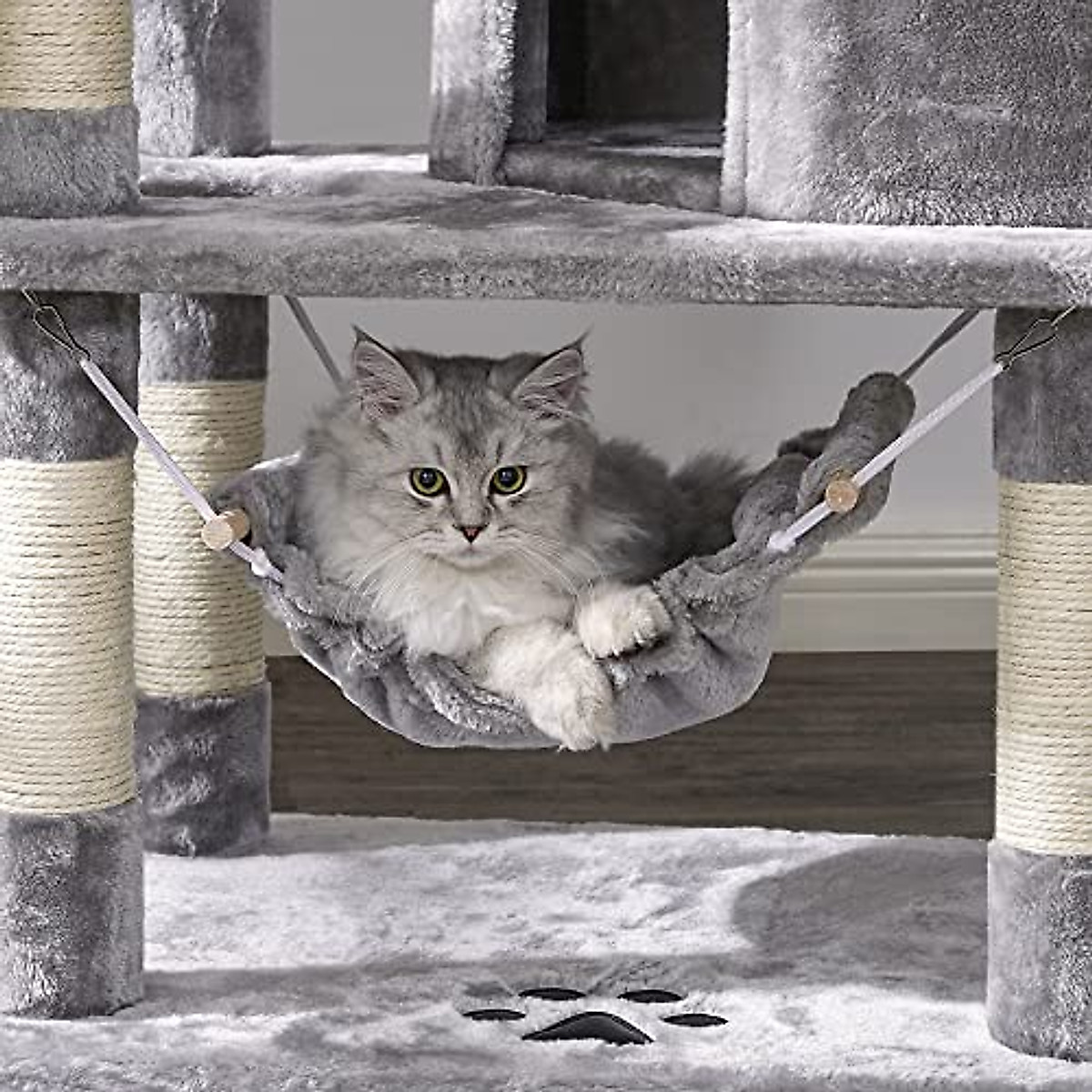 BEWISHOME Multi-Level Cat Tree for Indoor Cats Large Cat Tower Cat Condo with Sisal Scratching Posts, Perches, Houses, Hammock and Baskets, Furniture Kitty Activity Center Kitten Play House MMJ05G