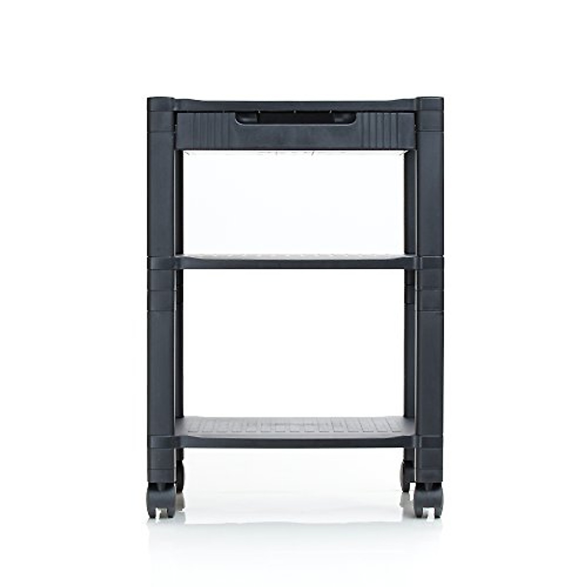 Mind Reader 3-Shelf Printer Cart, Stand with Wheels, Drawer, Cord Management, Black