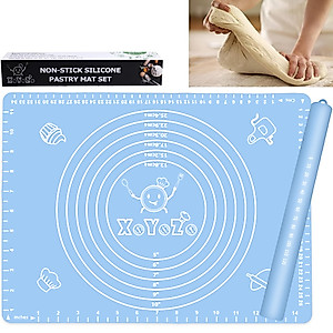 Rolling Pin Dough Roller Non Stick Silicone Baking Mat Set Rolling Pins for Baking Rodillo Para Masa for Making Dough,Pizza,Biscuit and Bread