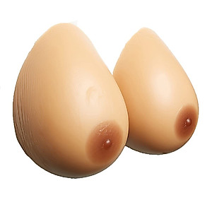 TC-GFR A Pair Brown Waterdrop Shape Silicone Breast Forms Crossdresser Cosplay Prosthesis Mastectomy Fake Boobs Silicone Prosthetic Breast Forms Self-Adhesive Fake Breasts,Xxs/300g/1pair