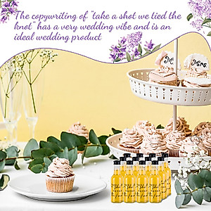 Bokon Mini Wedding Liquor Bottles Take a Shot We Tied The Knot Shot Glasses for Guests 1.7 Fl Oz/ 50 ml Plastic Reusable Empty Bottle with Cap Funnel Acrylic Shot Bottles for Bridal Party (100 Pcs)