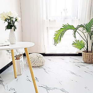 Marble Adhesive Vinyl Flooring Waterproof Peel and Stick Floor Tile Vinyl Flooring for Bathroom Self Adhesive Flooring for Kitchen Bedroom Marble Look 12x12 Inch (12 PCS)