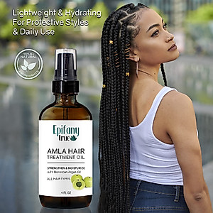 Epifany True Amla Hair Treatment Oil 4oz | Hair Growth, Loss Thinning | Sensitive Scalp | Protective Styles | Argan, Jojoba, Jamaican Black Castor Oil | 100% Natural