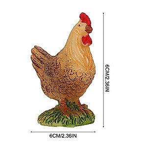 ARTIBETTER 4pcs Farm Animal Figurines Miniature Resin Hen Rooster Chicken Statues Sculpture for Bonsai Fairy Gardens Scene Micro Landscape Decor