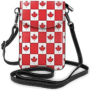 Canadian Flag Women Soft PU Leather Cellphone Purse Wallet Handbag Small Crossbody Shoulder Bag
