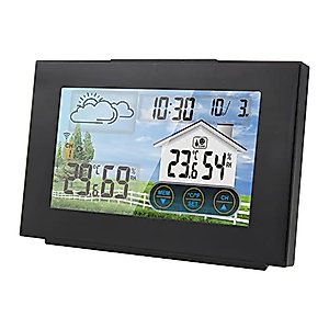 XARONF Weather Stations, Indoor Outdoor Weather Station, Home Weather Station Multiple Sensors with Atomic Clock, Indoor Outdoor Humidity Thermometer Monitor Digital Forecast Weather Stations, Black