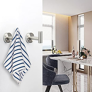 NearMoon Bath Towel Hooks- SUS 304 Stainless Steel Robe Hook Holder, Heavy Duty Coat Hook for Bathroom Livingroom Hotel Kitchen Garage, Wall Mounted- 4 Pack (Brushed Nickel)
