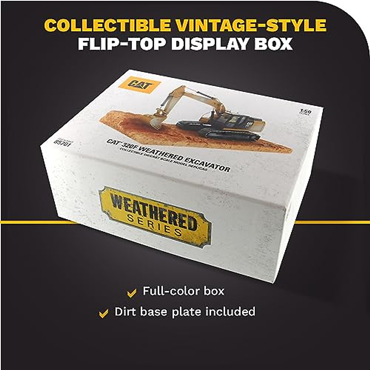 Diecast Masters 1:50 Caterpillar 320F L Excavator Model, Weathered Series Cat Trucks & Construction Equipment | 1:50 Scale Model Diecast Collectible Model 85701