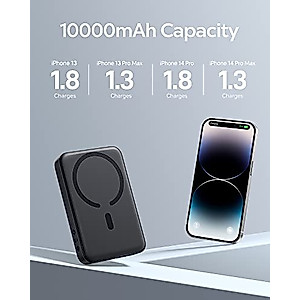 Baseus Magnetic Wireless Portable Charger, 10000mAh Battery Pack with USB C Cable PD 20W Magnetic Power Bank, for MagSafe, for iPhone 14/13/12 Series, Black