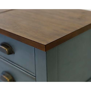 Farmhouse Wood Half-Pedestal Writing Desk and Return, Open L-Shaped Table and Return, Office Desk and Return, Blue