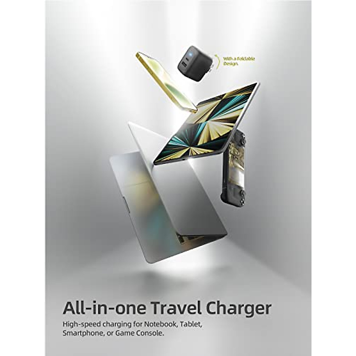 imuto 65W USB C Compact Wall Charger, GaN PPS Fast Dual-Port Foldable Travel Charger for MacBook Pro/Air, Chromebook, GalaxyBook, XPS 13, Pixelbook, Surface, iPad Pro, Steam Deck, and More