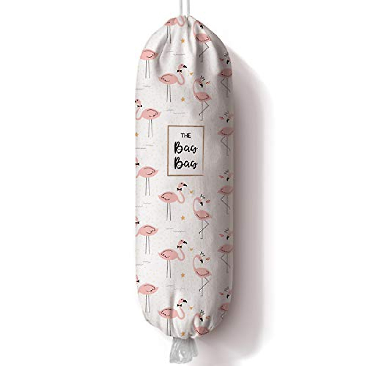 Cut Plastic Bag Holder and Dispenser, Grocery Shopping Bags Carrier, Garbage Bag Organizer for Kitchen,Flamingo Home Kitchen Décor, Housewarming Gifts for women Family Friends, 23x9 inch
