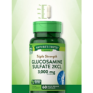 Nature's Truth Glucosamine Sulfate Capsules | 3000mg | 60 Count | Non-GMO & Gluten Free Supplement | with Potassium