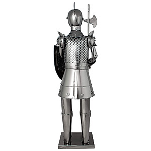 BRUBAKER Wine Bottle Holder 'Knight' - Table Top Metal Sculpture - with Greeting Card