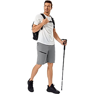 Men's Quick Dry Lightweight Stretch Cargo Hiking Shorts with 6 Pockets Lightgrey XX-Large