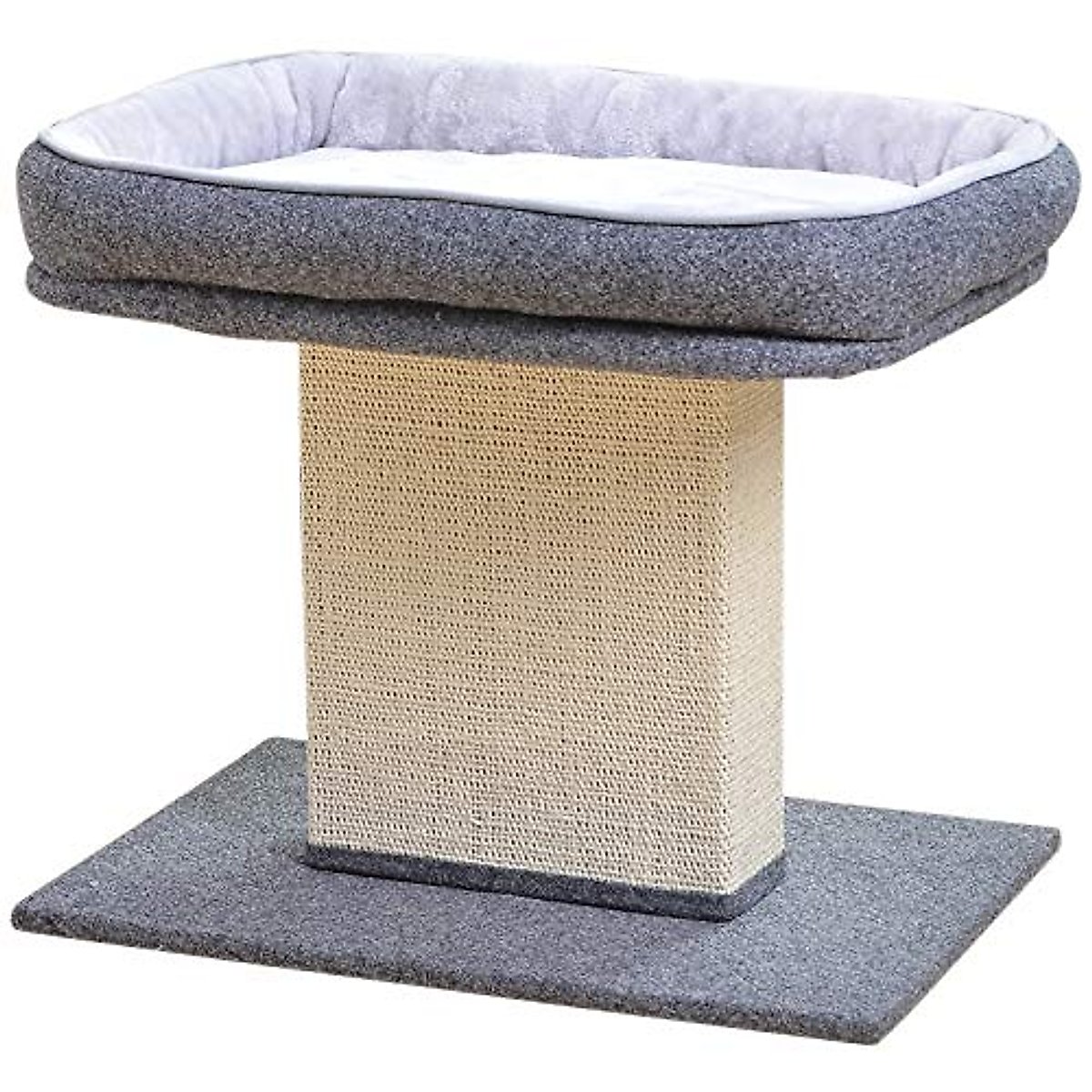 Catry Cat Bed with Scratching Post - Minimalist Style Design of Cat Tree with Cozy Cat Bed and Teasing Scratching Post, Allure Kitten to Stay Around This Sturdy and Easy to Assemble Cat Furniture