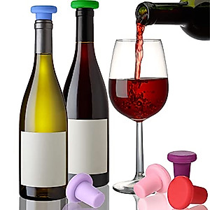 8 Pcs Silicone Wine Stopper Reusable Beer Bottle Stopper Beer Glass Bottle Sealer Stoppers Beverage Beer Champagne Wine Storage Keep Fresh Tools for Wine Bottles Supplies Gift (Rainbow)