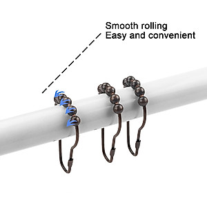 Ansxiy Shower Curtain Hooks Rings, Rustproof Metal Shower Curtain Rings for Bathroom Shower Rods Curtains - Set of 12, Bronze