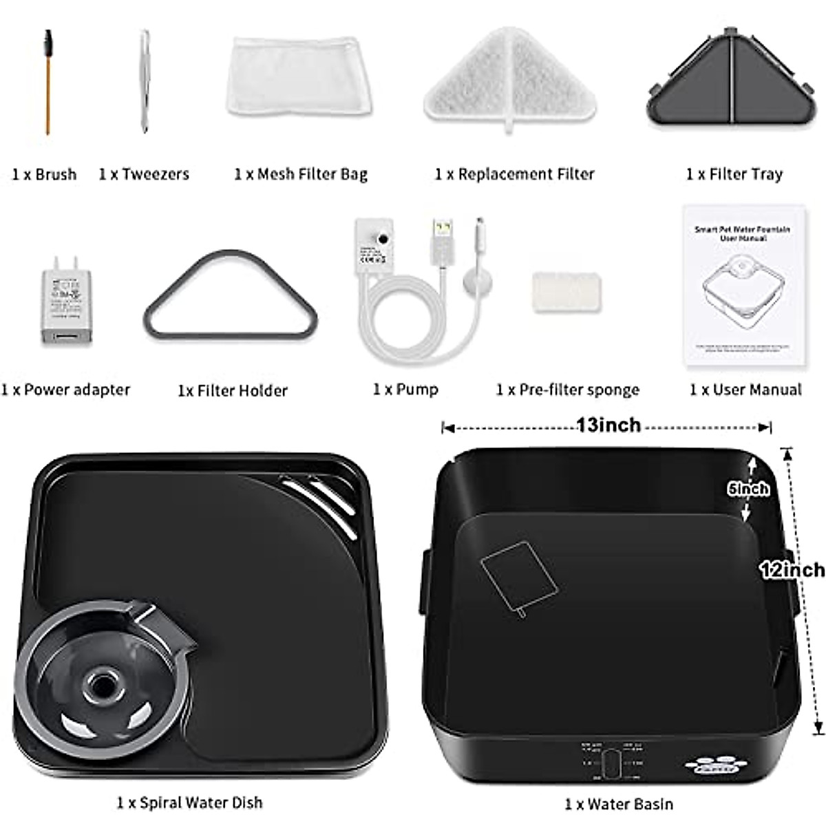 Kastty 230oz/7L Dog Water Fountain Ultra Large/Wide Pet Fountain with 5 Filtration& Safe Smart LED Pump, Great for Large Dogs Cats & Multi Pets