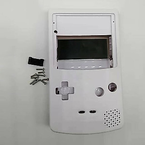 Cowhilan Replacement IPS Full Housing Shell Case + Screwdrivers Compatible with Gameboy Color GBC IPS Highlight Screen Console, White