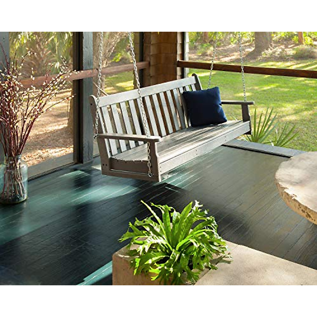 POLYWOOD GNS60BL Vineyard 60" Outdoor Swing, Black