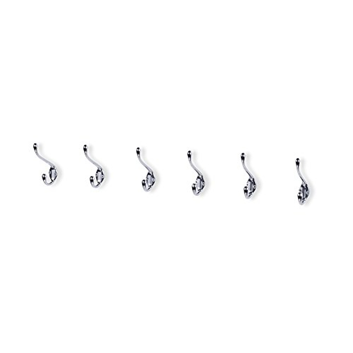 brightmaison 6 Pack Heavy Duty Dual 3.5inch Coat Hooks Wall Mounted with 24 Screws Retro Double Hooks Utility Black Hooks for Coat, Scarf, Bag, Towel, Key, Cap, Cup, Hat (Chrome)