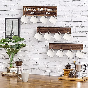 BARGIFTS Mug Holder with 16 Hanger Hooks, Wall Mounted Cup Organizer Rack for Kitchen, Bar, Living Room, Barthroom,Mug Rack for Wall Coffee Cup Rack Set of 4 Coffee…