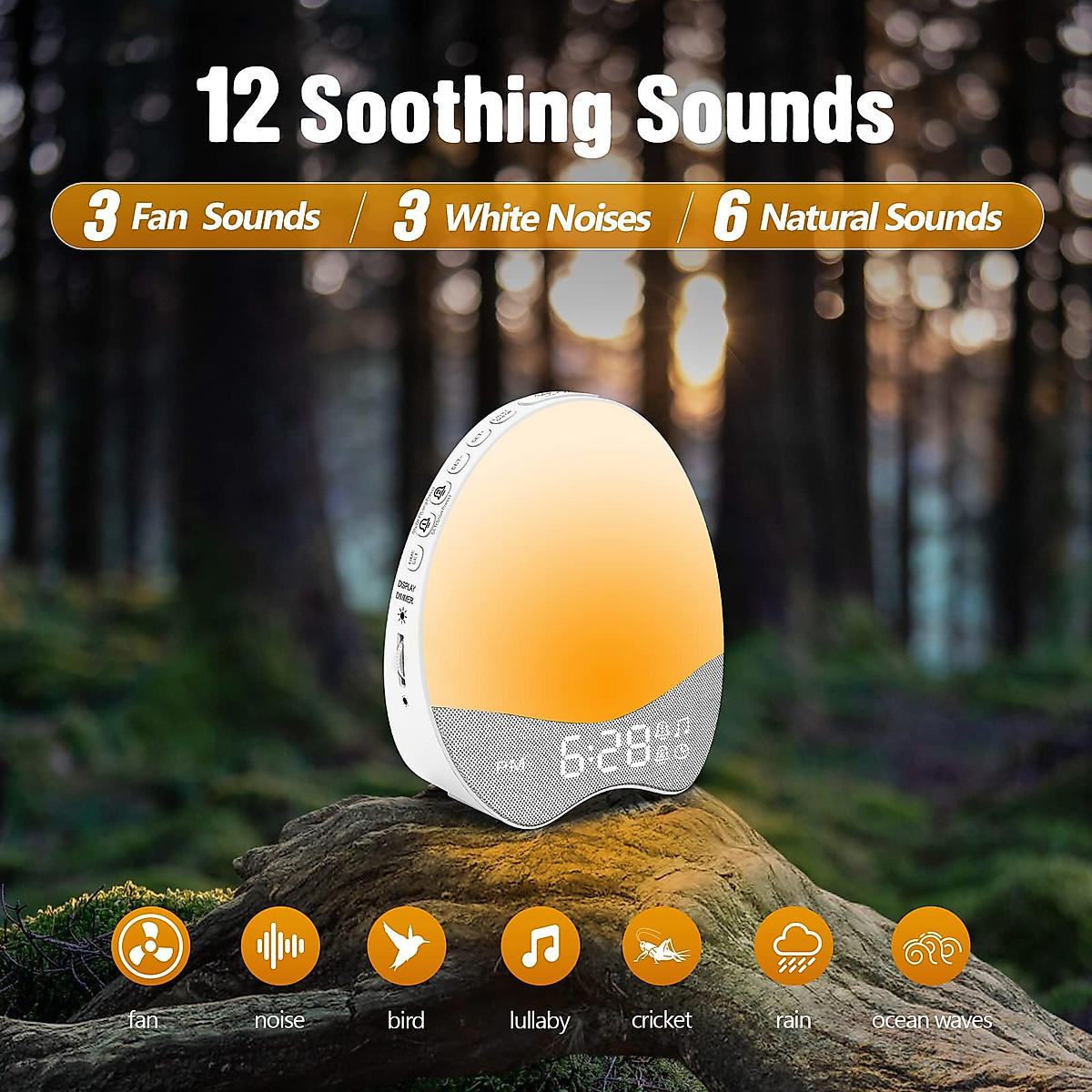 Welgo G4 White Noise Machine Alarm Clock and Nightlight with Natural Sound Dual Alarms, 12 Soothing Sounds, Sleep Timer, Dimmable Digital Display for Kids, Adult, Sleeping, Bedroom…