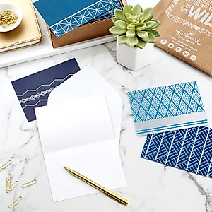 Hallmark Blank Cards Assortment, Geometric Silver Foil (40 Note Cards with Envelopes)