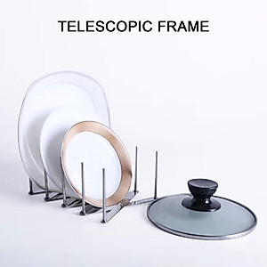 WskLinft Stainless Steel Pot Lid Holder, Multipurpose Storage Rack, Foldable, Adjustable Length, 13cm x 5.7cm x 7.2cm