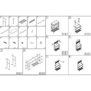 AZL1 Life Concept Industrial Kitchen Rack Cupboard with 10 Hooks, Mesh Panel, 3 Shelves, and Adjustable Feet, for Microwave Oven Cooking Utensils, 33.1 inches, Rustic Brown