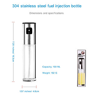 Mr WEI Olive Oil Dispenser Bottle, Olive Oil Spray, Oil Dispensing Cruets, Oil Spray Bottle for Kitchen Baking, Cooking, Salad, BBQ. Stainless Steel.
