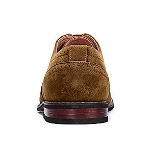 Mofri Men's Oxford Shoes Wingtip Dress Shoes Lace Up Shoes(Brown Suede,10)