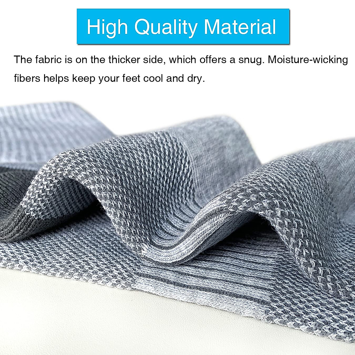 APTYID Men's Moisture Wicking Cushioned Crew Work Boot Socks, Size 9-12, Grey, 6 Pairs