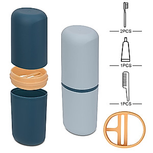 CEE 8 Pack Travel Toothbrush Case & 2 Pack 3 in 1 Travel Toothbrush Cup Case Box, Plastic Breathable Portable Toothbrush Holder Toothpaste Storage Box Cup for Travel, Business, Home, Camping, School