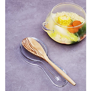 Kityemo Large Clear Spoon Holder, 11.2-inch Glass Spoon Rest, Crystal Glass Spoon Holder Rest, Spoon Rest for Stove Top, Kitchen Utensil Holder(Transparent)