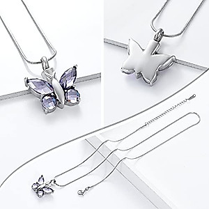 Butterfly Cremation Necklace for Ashes Memorial Keepsake for Beloved's Ashes Cremation Jewelry for Ashes Urn Pendants for Human Ashes Adult (Purple)