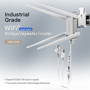 Vonets VBG1200 2.4GHz/5GHz Mini WiFi Bridge Ethernet/Wireless Repeater/Router/WiFi Signal Range Extender Industrial Powered by DC/USB with 1 RJ45 Male for DVR IP Camera