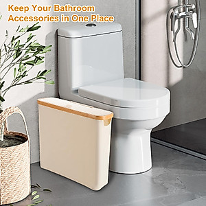 Toilet Paper Storage, Toilet Paper Basket with Lid and Handle, Free Standing Toilet Paper Holder Stand for 12 Mega Rolls, Toilet Paper Organizer for Bathroom, Bathroom Organizer Accessories (Beige)