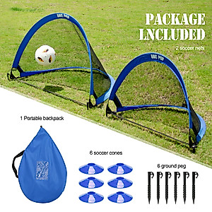 Portable Pop Up Soccer Goal Net Set for Kids or Adaults Trainning and Backyard Playing with Carrying Case, Training Cones and Target