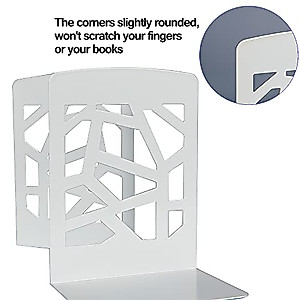 COCOMK Book Ends,Bookends for Shelves,Decorative Bookend Heavy Duty Book End for Office,Home,Black Book Holder for Kids, White