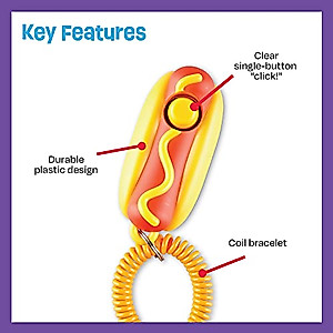 Brightkins Smarty Pooch Hot Dog Training Clicker - Dog Training Clicker, Perfect for Dog Training and Obedience Games, Clicker for Dog Training