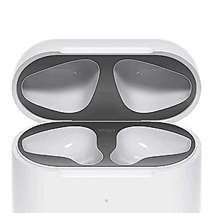 elago Dust Guard (Matte Space Grey, 1 Set) Dust-Proof Metal Cover, Luxurious Finish, Watch Installation Video - Compatible with Apple AirPods 2 Wireless Charging Case [US Patent Registered]