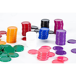 Smartdealspro 300pcs 1 Inch 10 Colors Opaque Plastic Learning Counters Counting Mini Poker Chips Game Tokens (with Edge)
